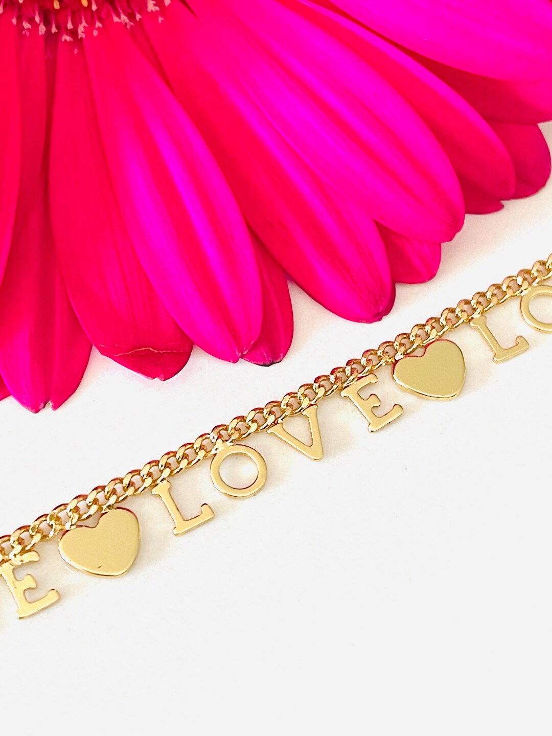 Gold Stainless Steel Love & Heart Chain – Permanent Jewelry Making - Etsy