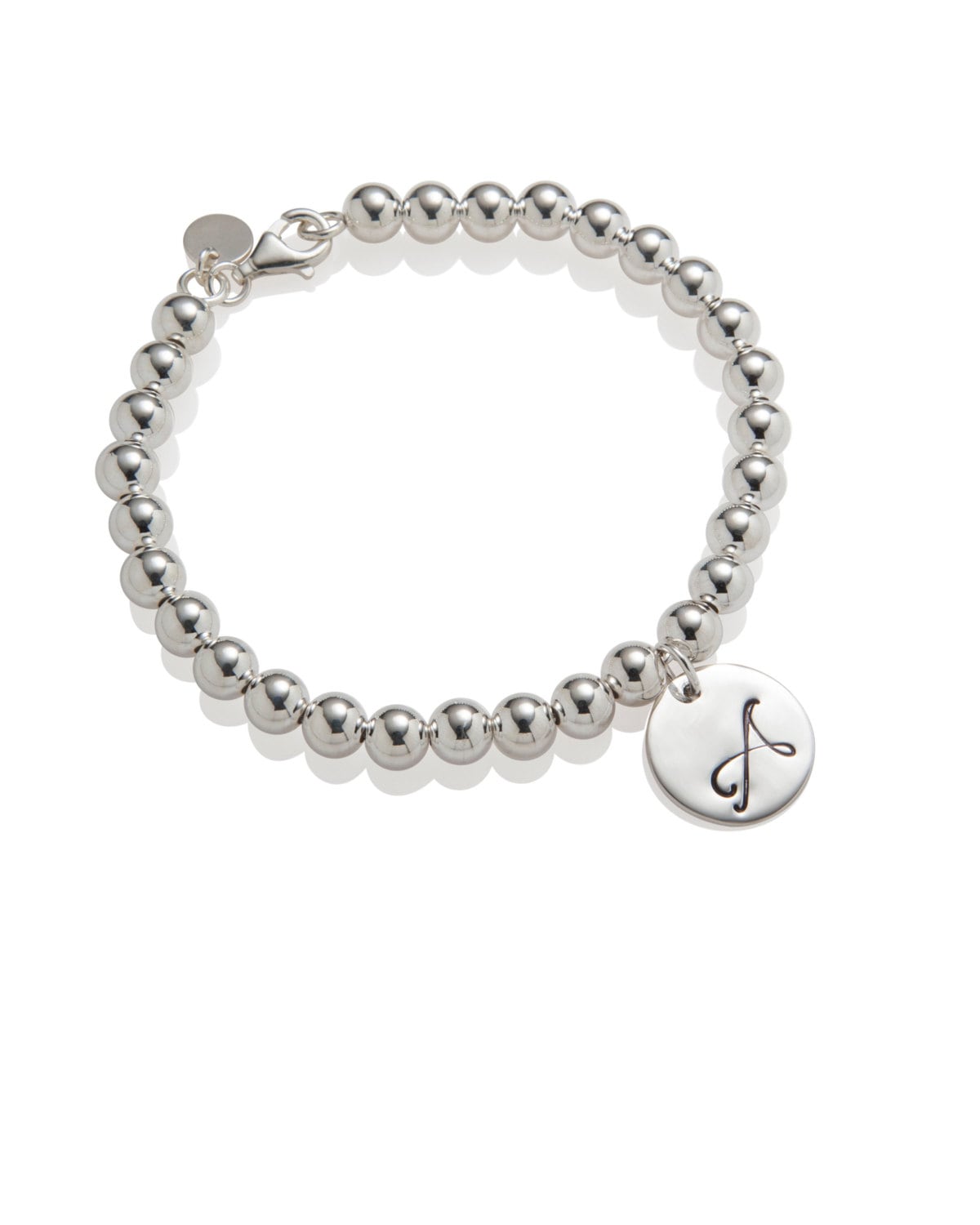 Initial Bead Bracelet Silver Ball Bracelet Personalized 925 | Etsy