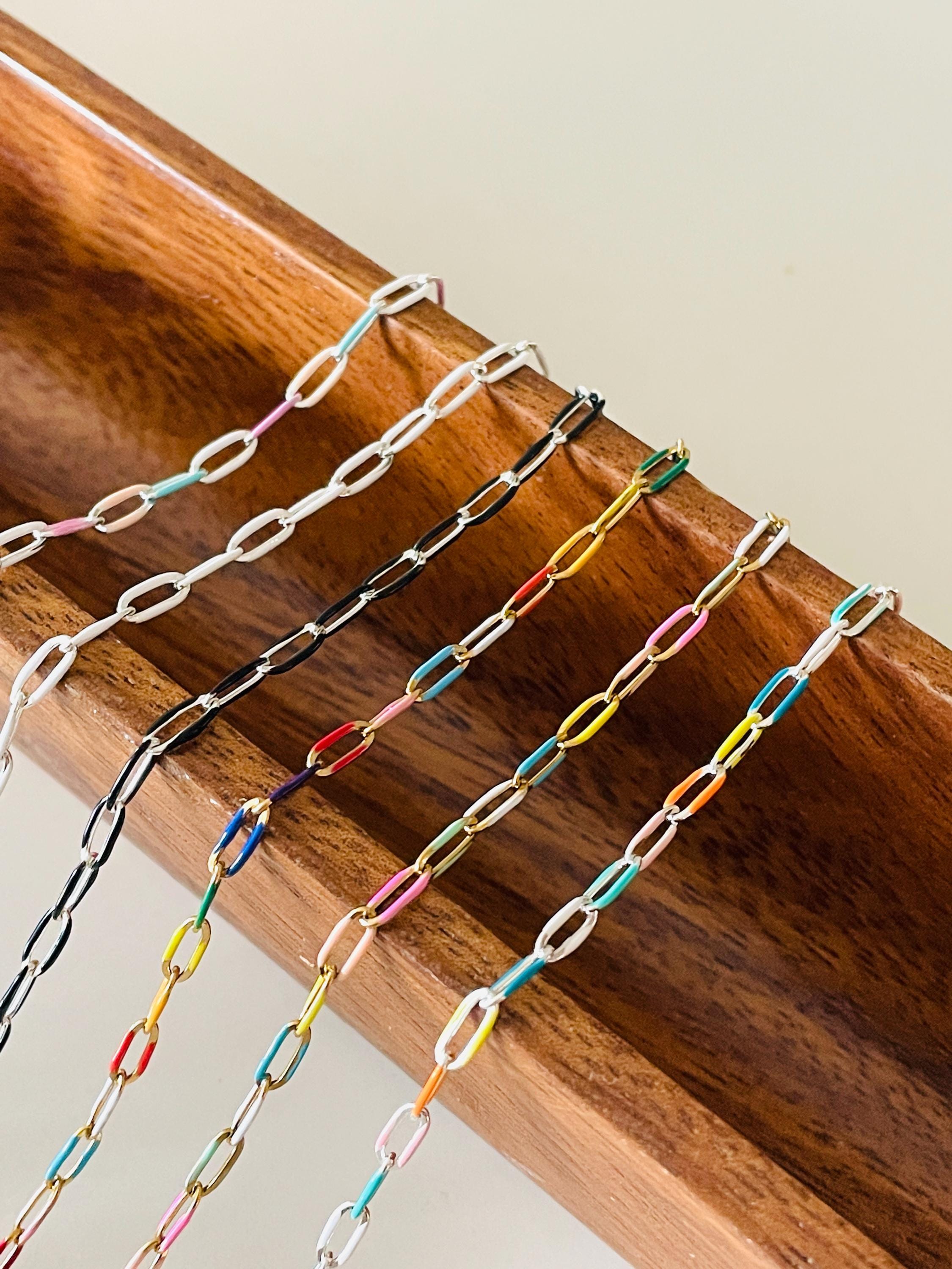 Enamel Paperclip Chain – Pastel & Primary Colors, Gold Rolo Chain Spool ...