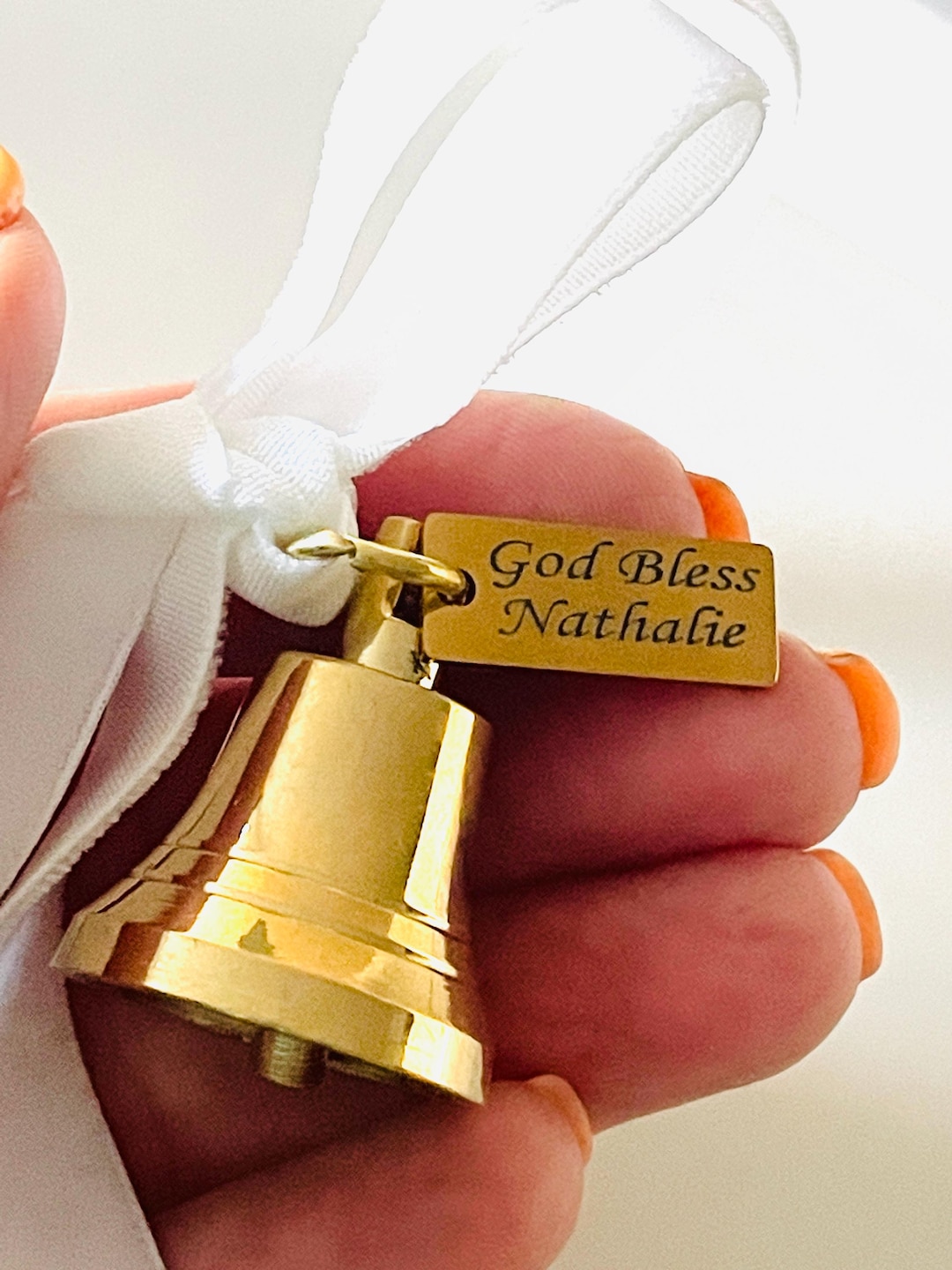 Custom Engraved Brass Baptism Bell Gift Keepsake - Personalized Unique ...