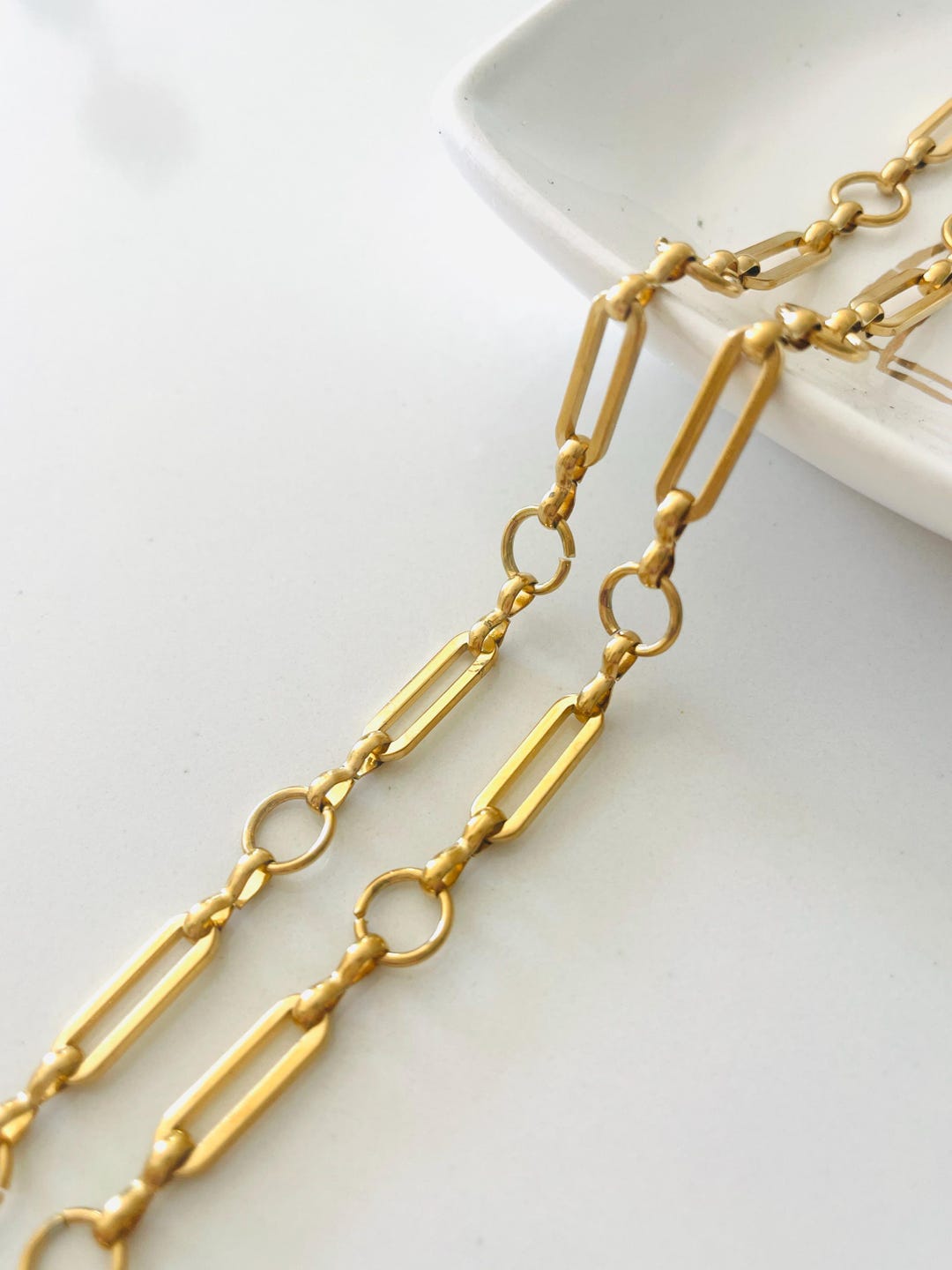No Fade No Tarnish Paperclip Chain Gold - Oval Round Link Chain ...