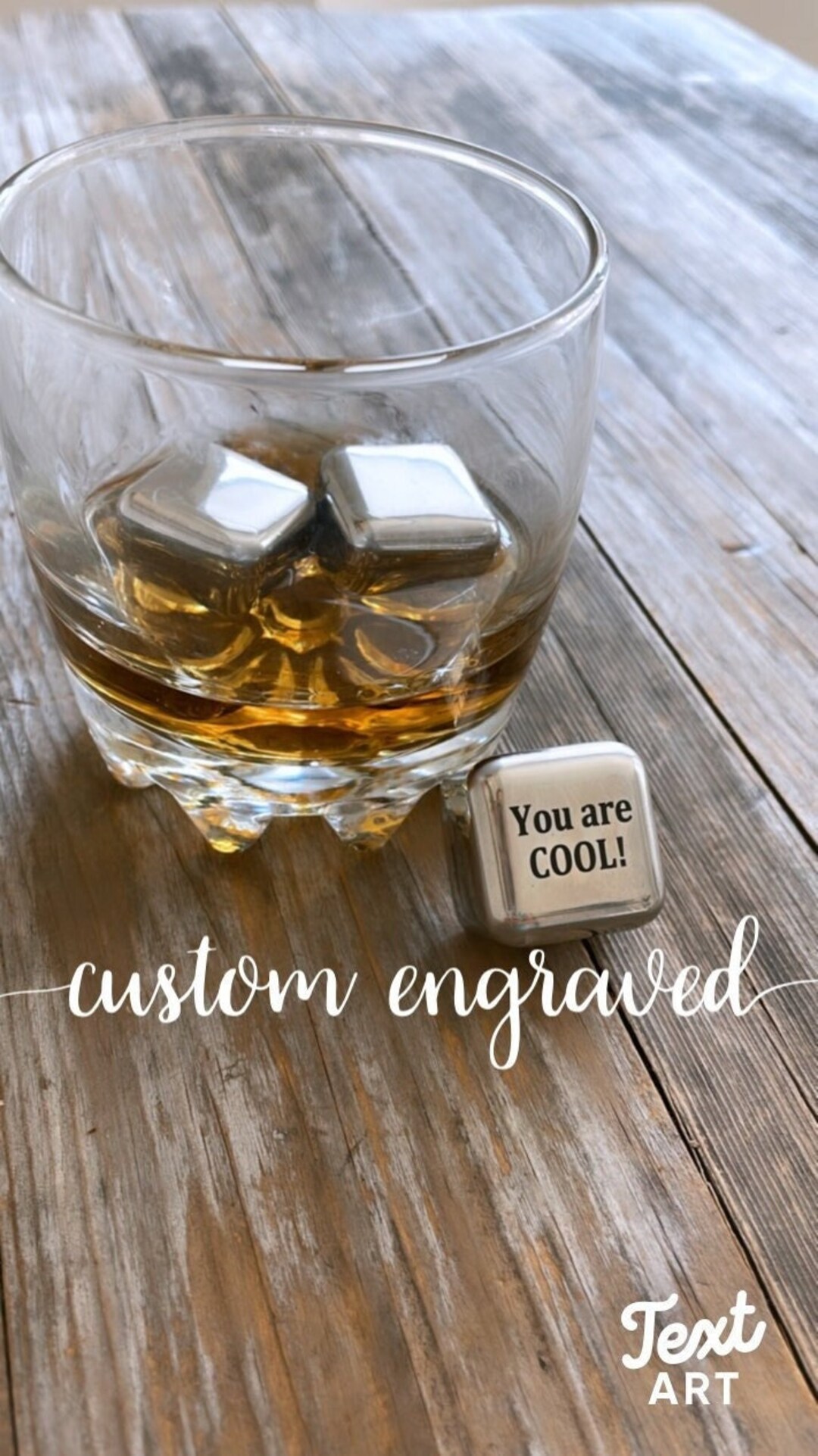 Custom Engraved Ice Cubes - Whiskey Stones Gift - Stainless Steel ...