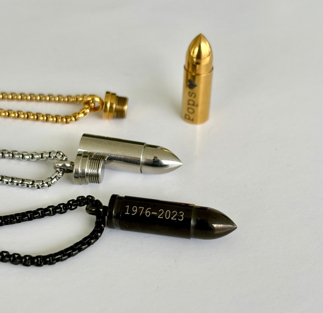 Bullet Urn Necklace No Fade No Tarnish - Waterproof Hollow Bullet for ...