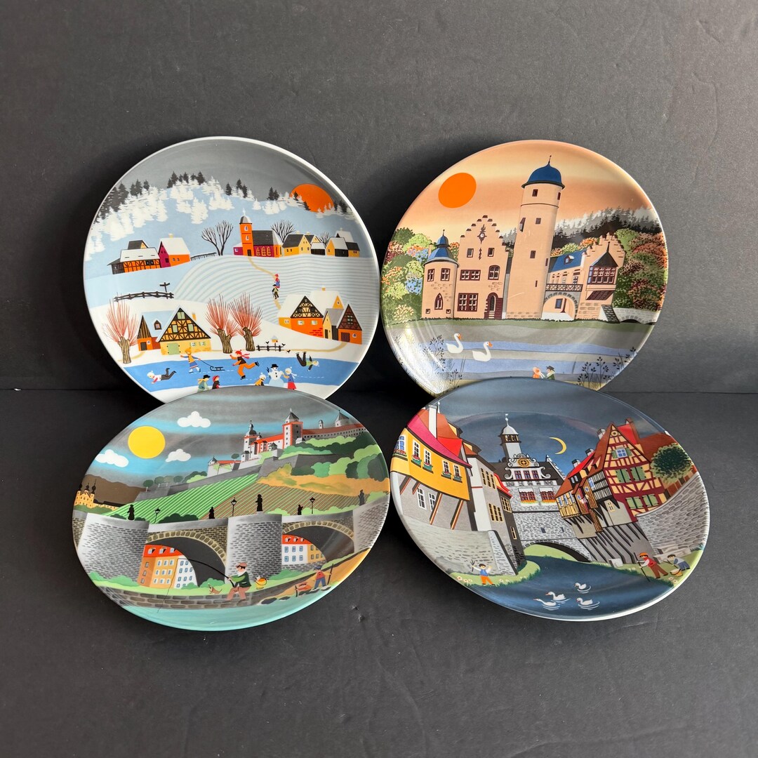 Vintage German Pottery Barbara Furstenhofer Collector Plates, Set of 4 ...