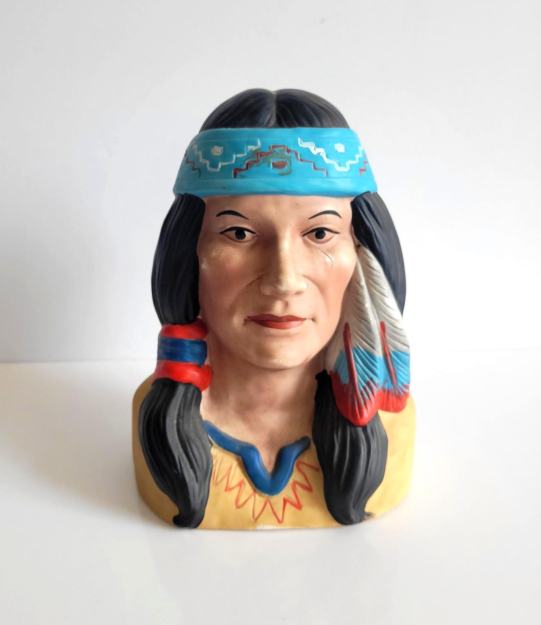 Vintage Native American Woman Bust, Hand-painted Ceramic Statue ...