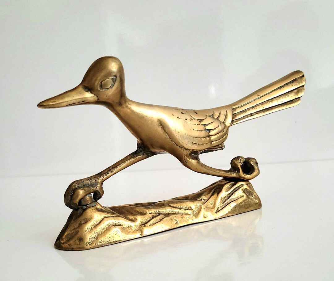 Vintage Brass Roadrunner Figurine, Mid Century Modern Desert Decor ...