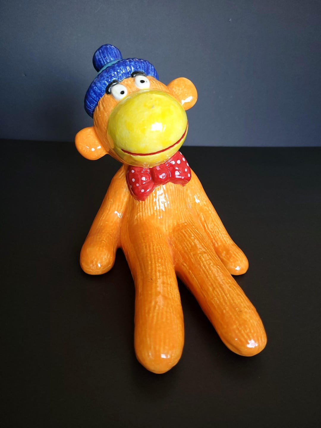 Vintage Ceramic Monkey Piggy Bank: Collectible Orange Animal Figurine ...