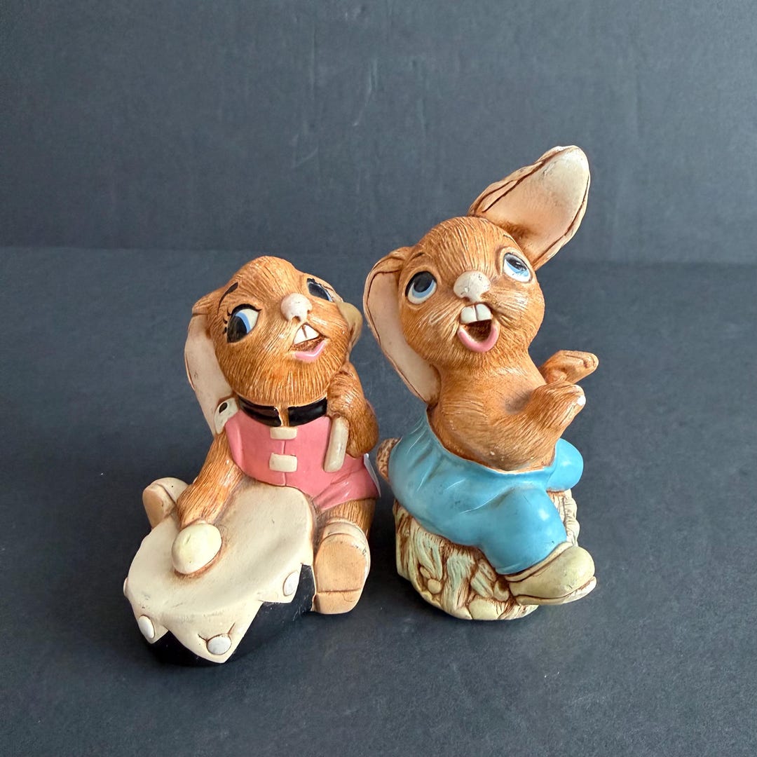 Vintage Pendelfin Rabbit Figurines, Stonecraft England, Retro Easter ...