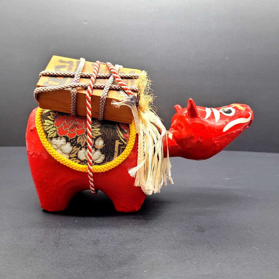 Vintage Akabeko Red Cow Doll: Japanese Folk Art Lucky Charm - Etsy