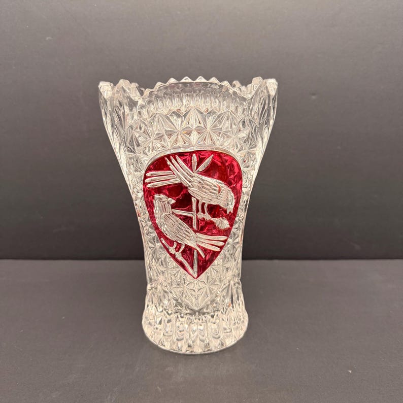 Vintage Hofbauer Byrdes Ruby Red Bird Lead Crystal Vase, German Cut ...
