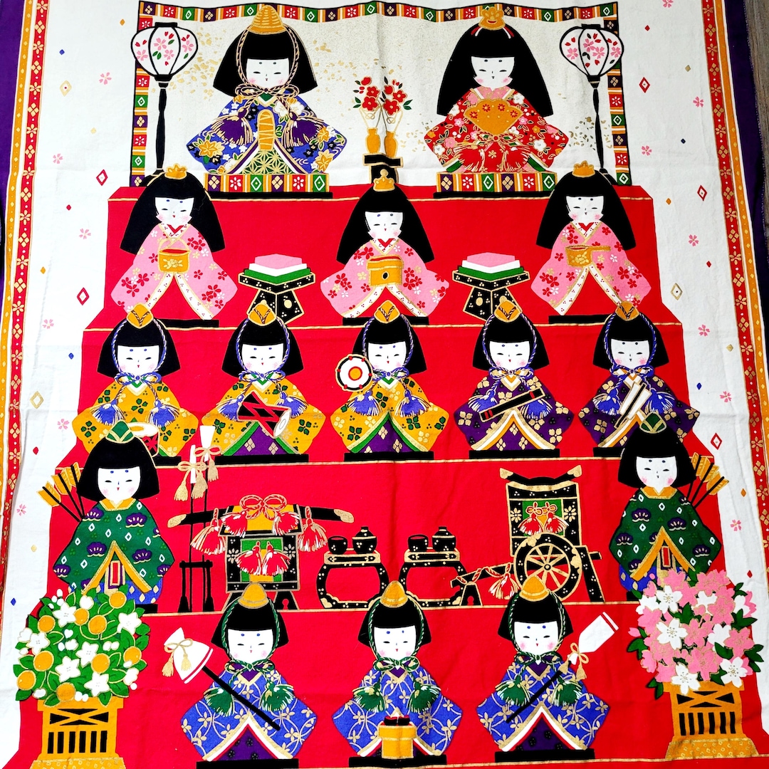 Vintage Japanese Hina Doll Festival Furoshiki, Hinamatsuri Display ...