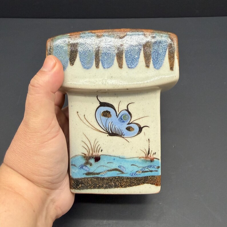 Vintage Ken Edwards Tonala Mexican Stoneware Pottery Square Pillar ...