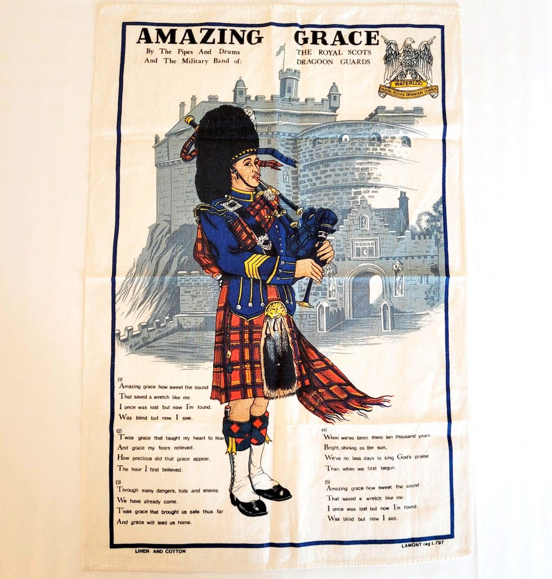 Vintage Scottish Piper Tea Towel, Grace, Royal Scots Dragoon Guards - Etsy