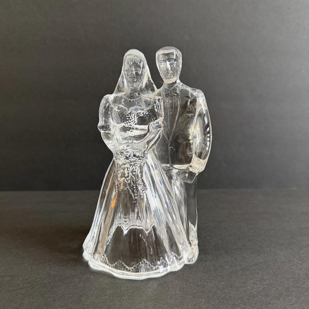 Vintage Cristal D'arques Lead Crystal Bride & Groom Wedding Cake Topper ...