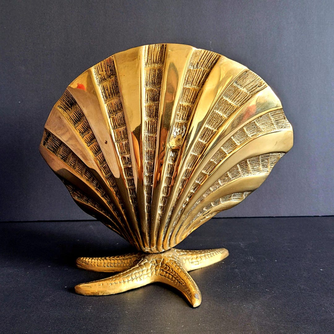 Vintage Brass Clam Shell Sculpture: Hollywood Regency Nautical Decor - Etsy