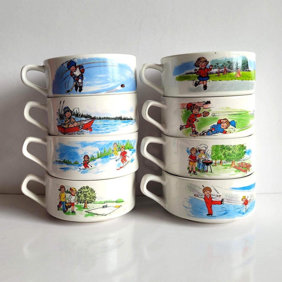Vintage 1980s Campbell's Kids Soup Bowls, Ceramic Bowls, Winter ...