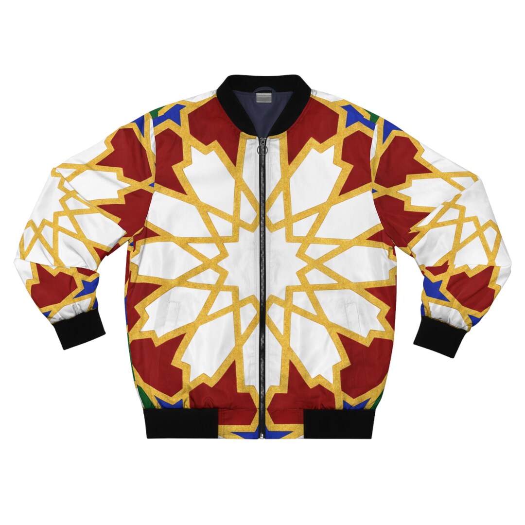 Geometric Moroccan Mosaic Bomber Jacket | Islamic Tile Pattern - Etsy