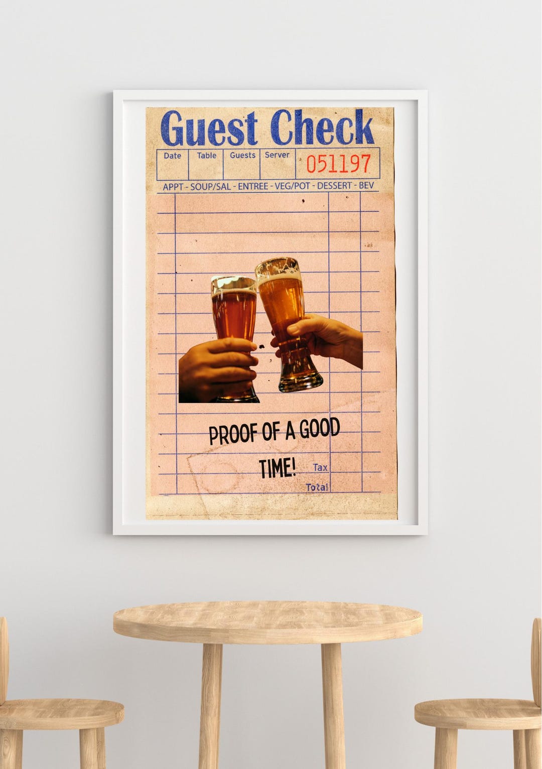 Guest Check With Beer | Guest Check Prints Alcohol | Retro Wall Art ...