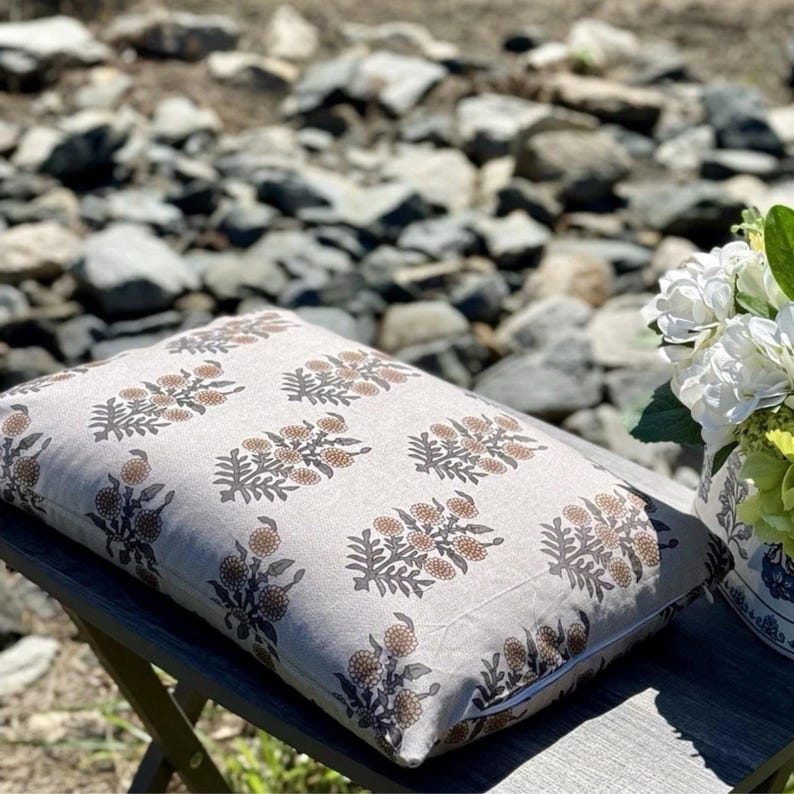 Buckwheat Pillow: Neutral Floral Design, Neck & Spine Support - Etsy