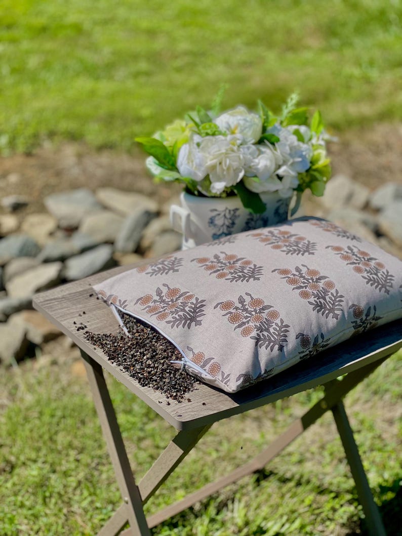 Buckwheat Pillow: Neutral Floral Design, Neck & Spine Support - Etsy