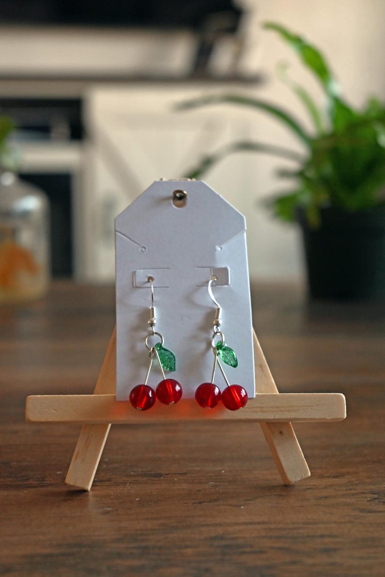 Cherry Earrings // Handmade Fruit Earrings // Dangling Earrings // Long ...