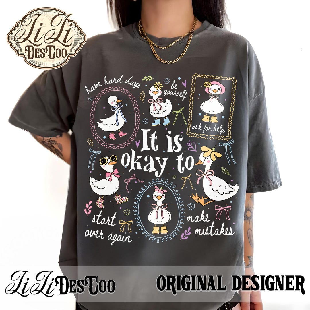 It's Okay to Png, Cute Goose Motivational Png, Retro Coquette Goose PNG ...