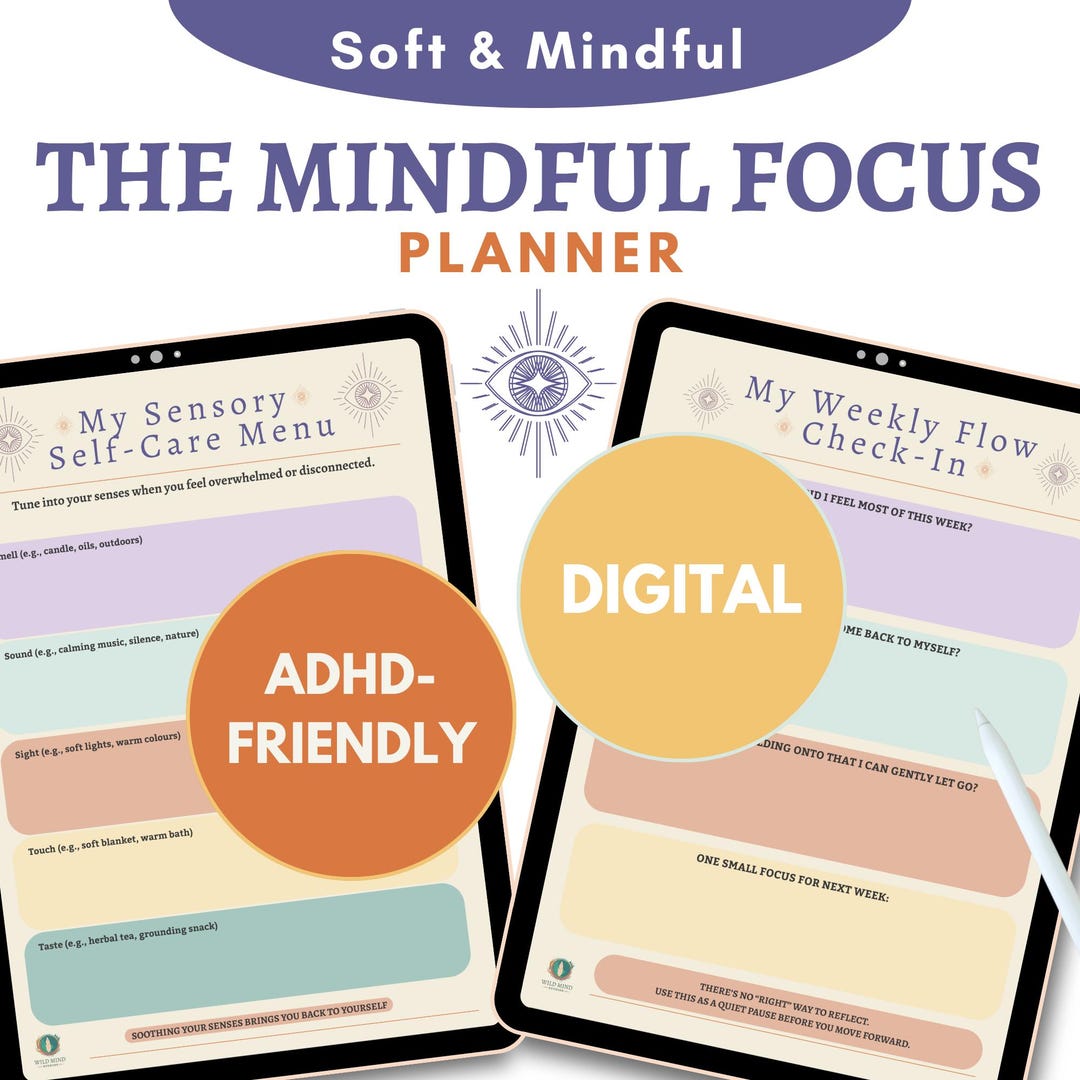 Printable Mindful Focus Planner – Adhd-friendly Daily Reflection ...