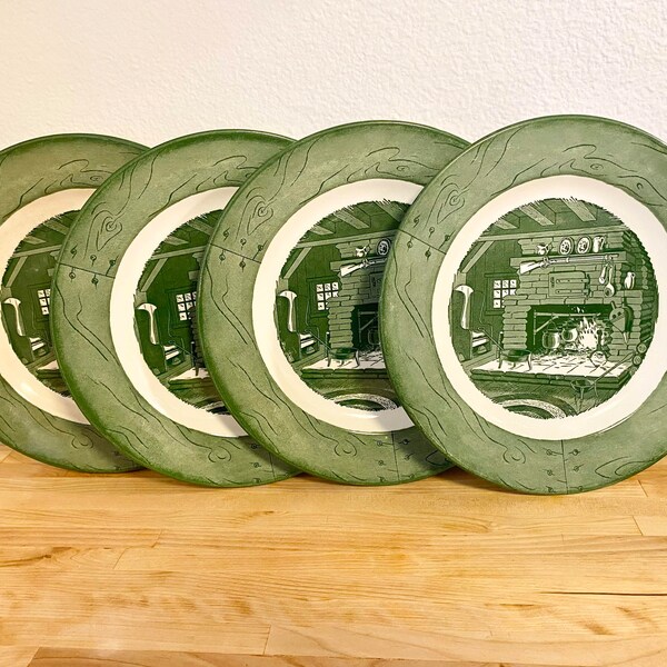 Green and White Dinner Plates - Etsy