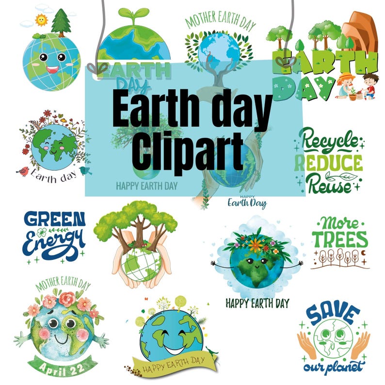 Watercolor Earth Day Clipart / Environmental Awareness Images /earth ...