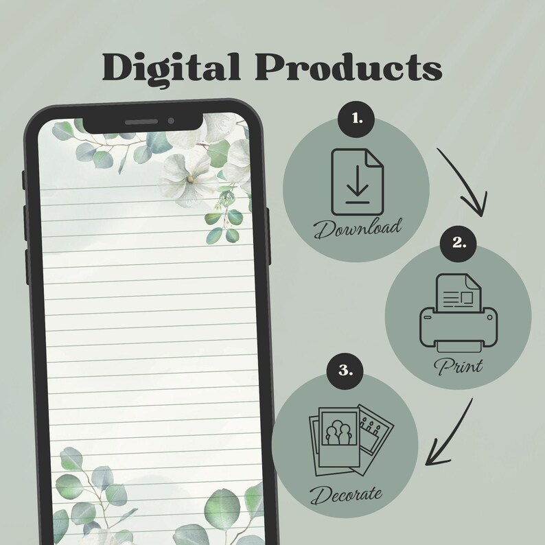 Floral Writing Paper: Printable A4 Stationery Set (digital Download) - Etsy