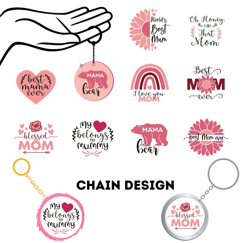 Mothers Day Keychain SVG, Keychain SVG Stain, Keyring Pattern SVG, Mom ...