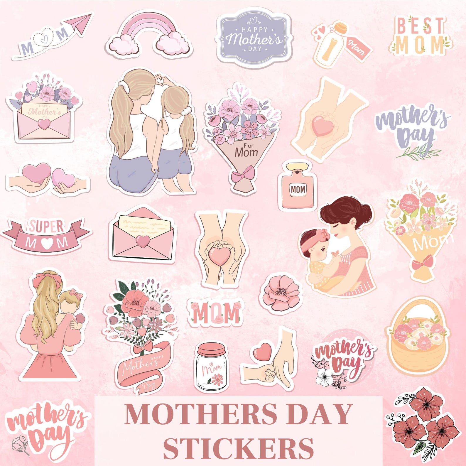 Boho Mama Stickers SVG Bundle: Retro Mom Quotes (25+ Printable Stickers ...