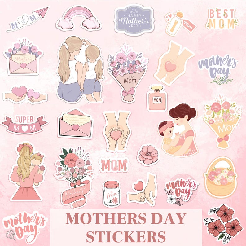 Boho Mama Stickers SVG Bundle: Retro Mom Quotes (25+ Printable Stickers ...