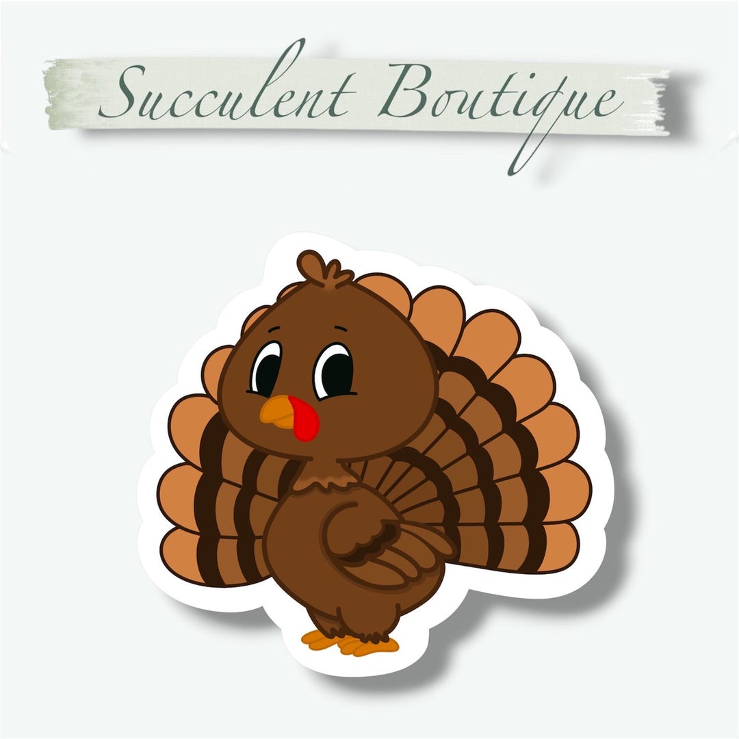 Cute Turkey Sticker | Waterproof Vinyl Sticker | Water Bottle and ...