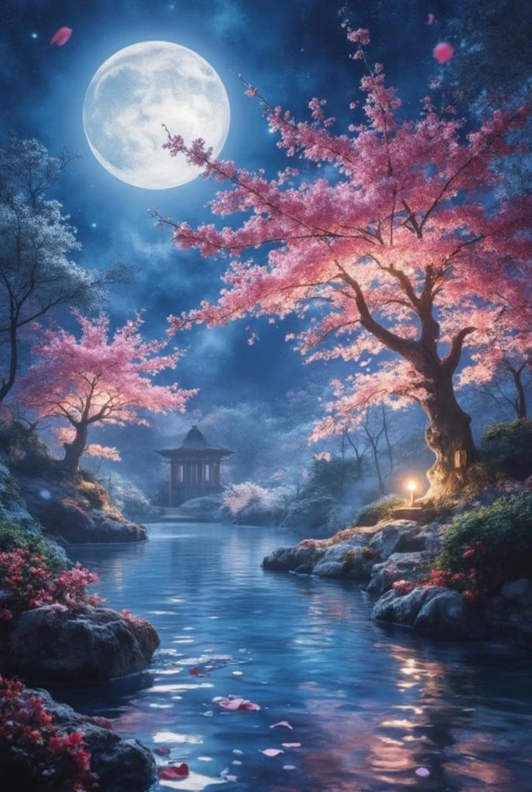 Cherry Blossom Jigsaw Puzzle, Japanese Sakura Puzzle. Relaxing Night ...