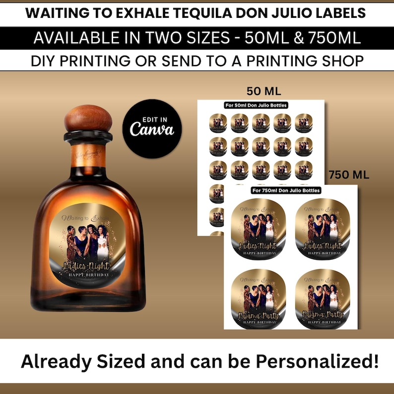 Waiting to Exhale Party Tequila Label, Don Julio Style Bottle Wrap, 90s ...