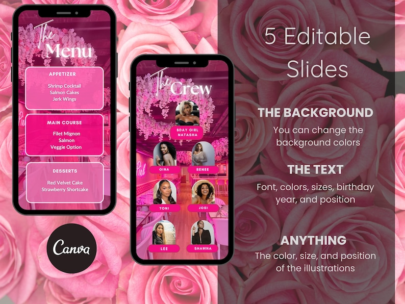 Animated Pink Birthday Dinner Invitation: Editable Digital Evite - Etsy