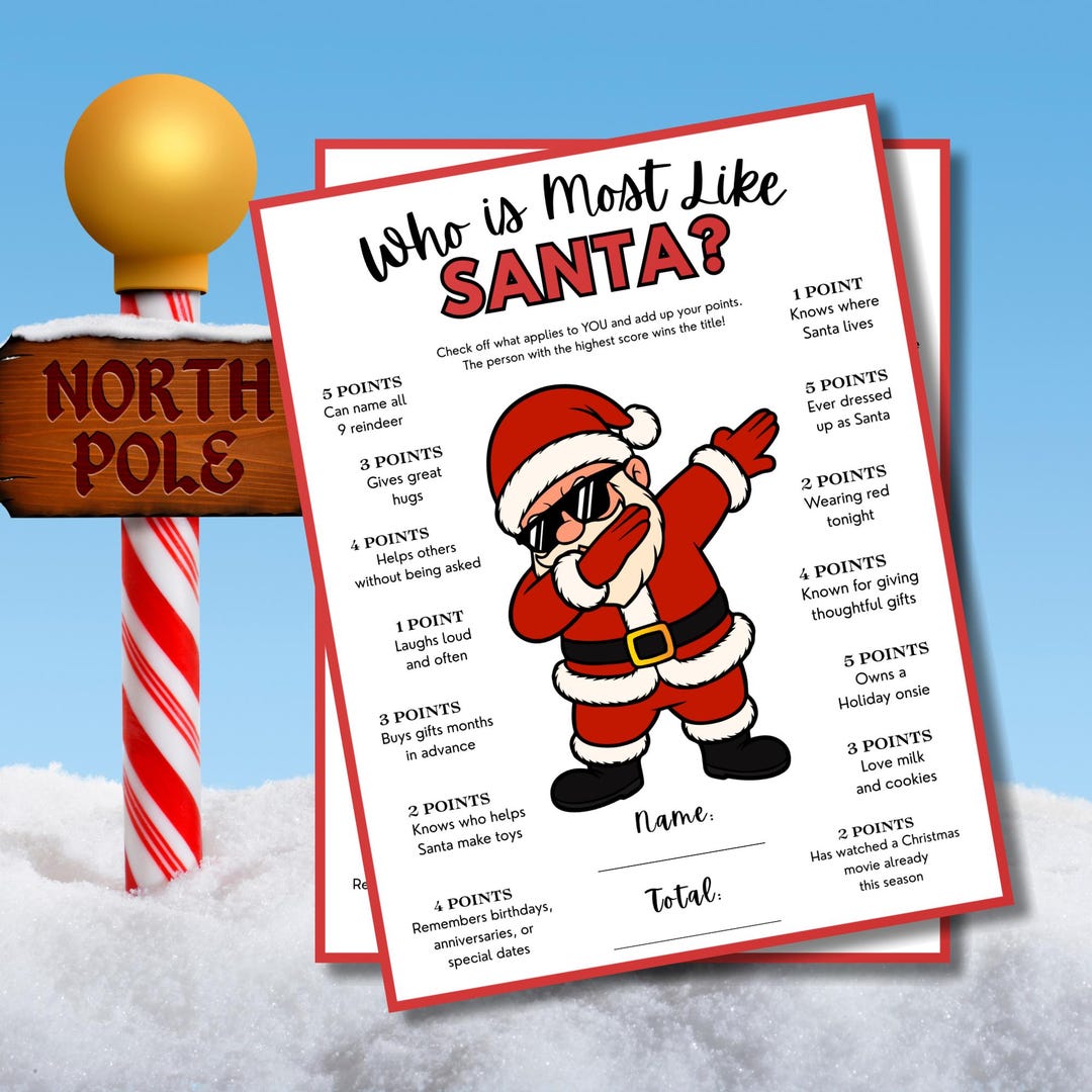 Who’s Most Like Santa Printable Christmas Game | Family Holiday ...