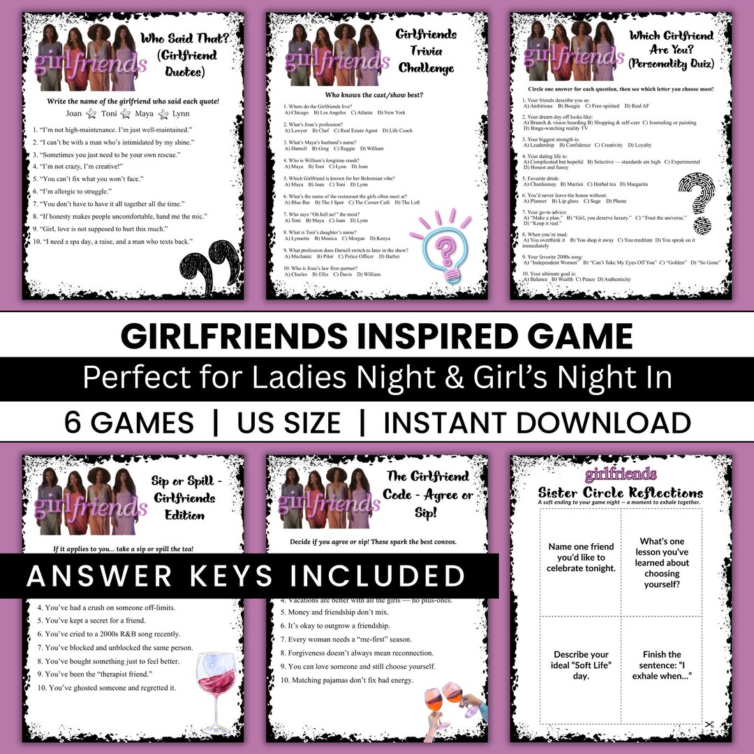 Girlfriends TV Show Inspired Games: Black Ladies Night Printable Bundle ...