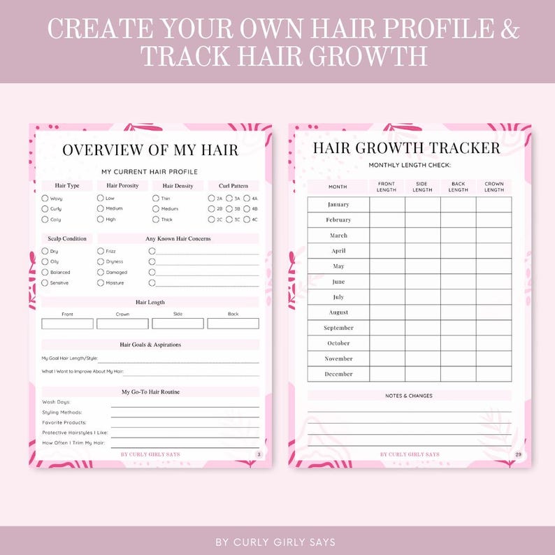 Textured Haircare Planner: Curly Girl Method, Growth Tracker (digital ...