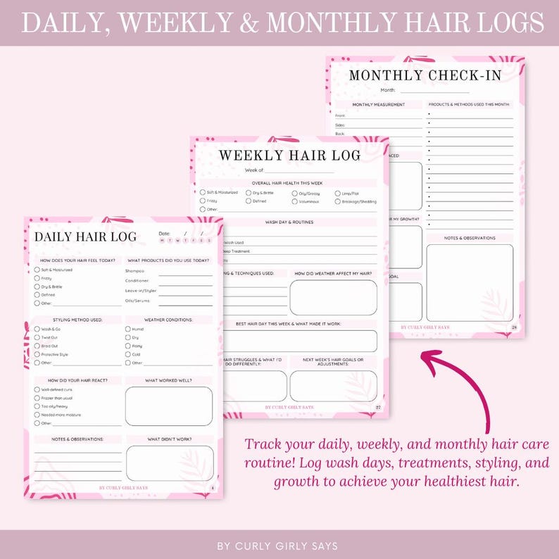 Textured Haircare Planner: Curly Girl Method, Growth Tracker (digital ...