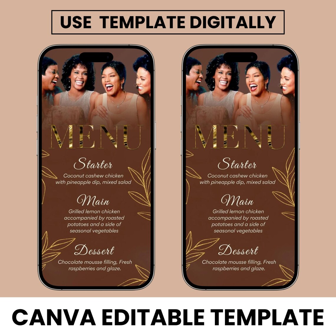 Waiting to Exhale Food Menu: Ladies Night Iconic Movie, Canva Template ...