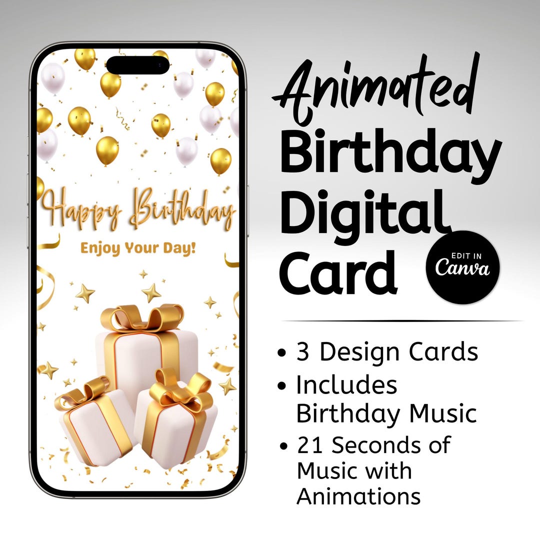 Animated Birthday Ecard: Modern Digital Greeting (instant Download) - Etsy