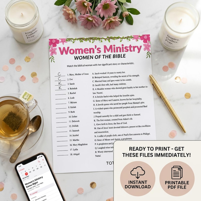 Women of the Bible Game | Printable Character Matching | Instant ...