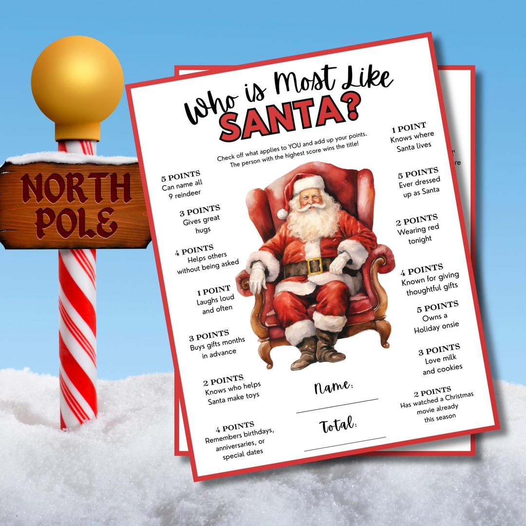 Who’s Most Like Santa Printable Christmas Game | Family Holiday ...