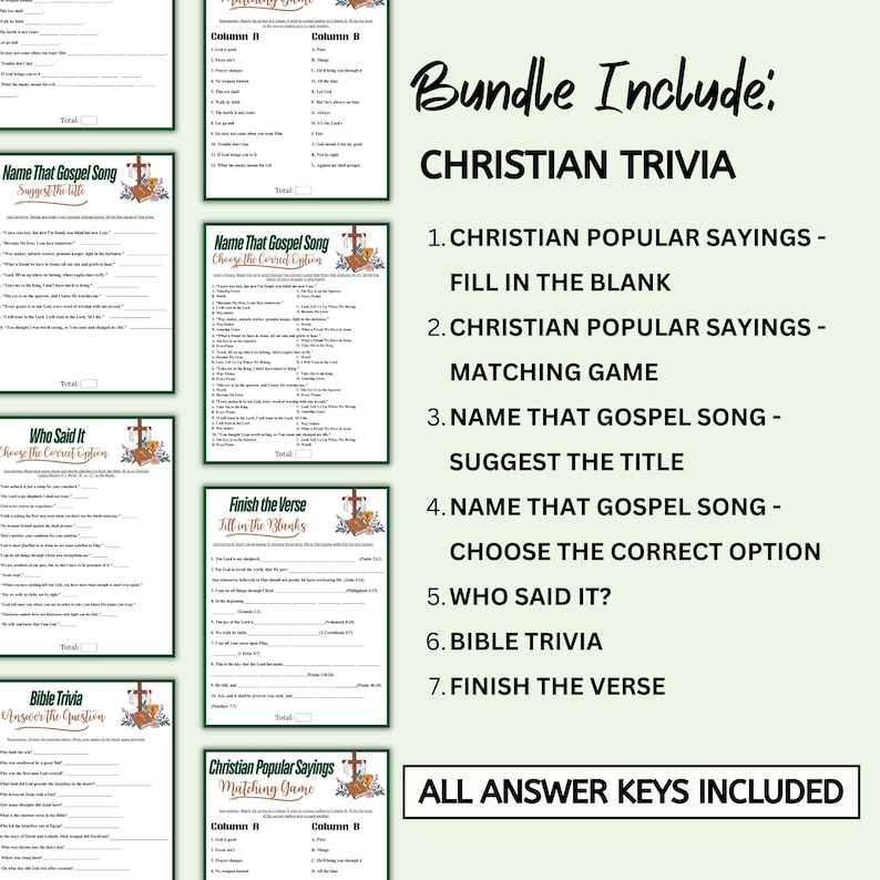 Christian Trivia Games Bundle: Printable Bible Games (PDF) - Etsy