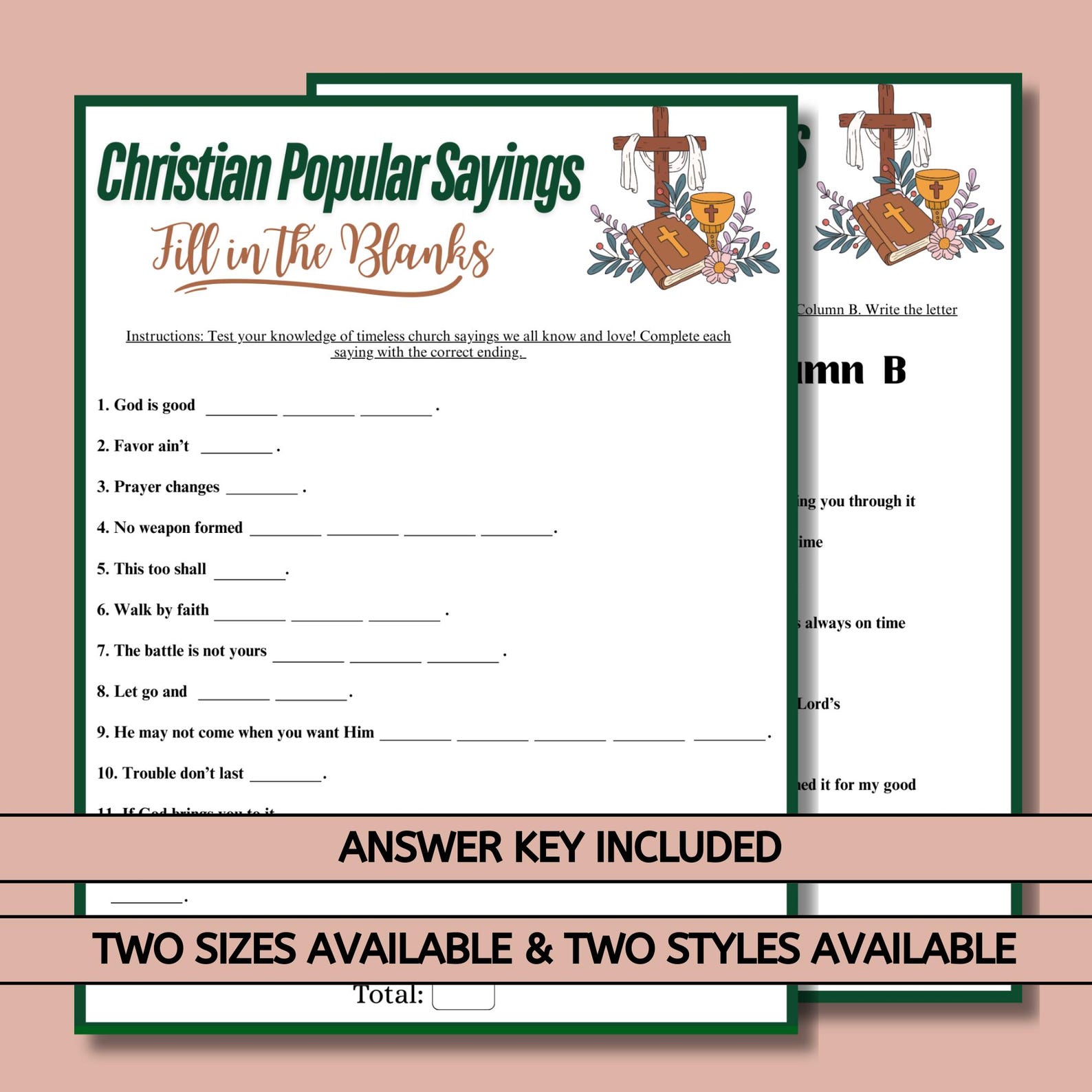 Christian Sayings Game: Printable Trivia for Church & Family (PDF) - Etsy