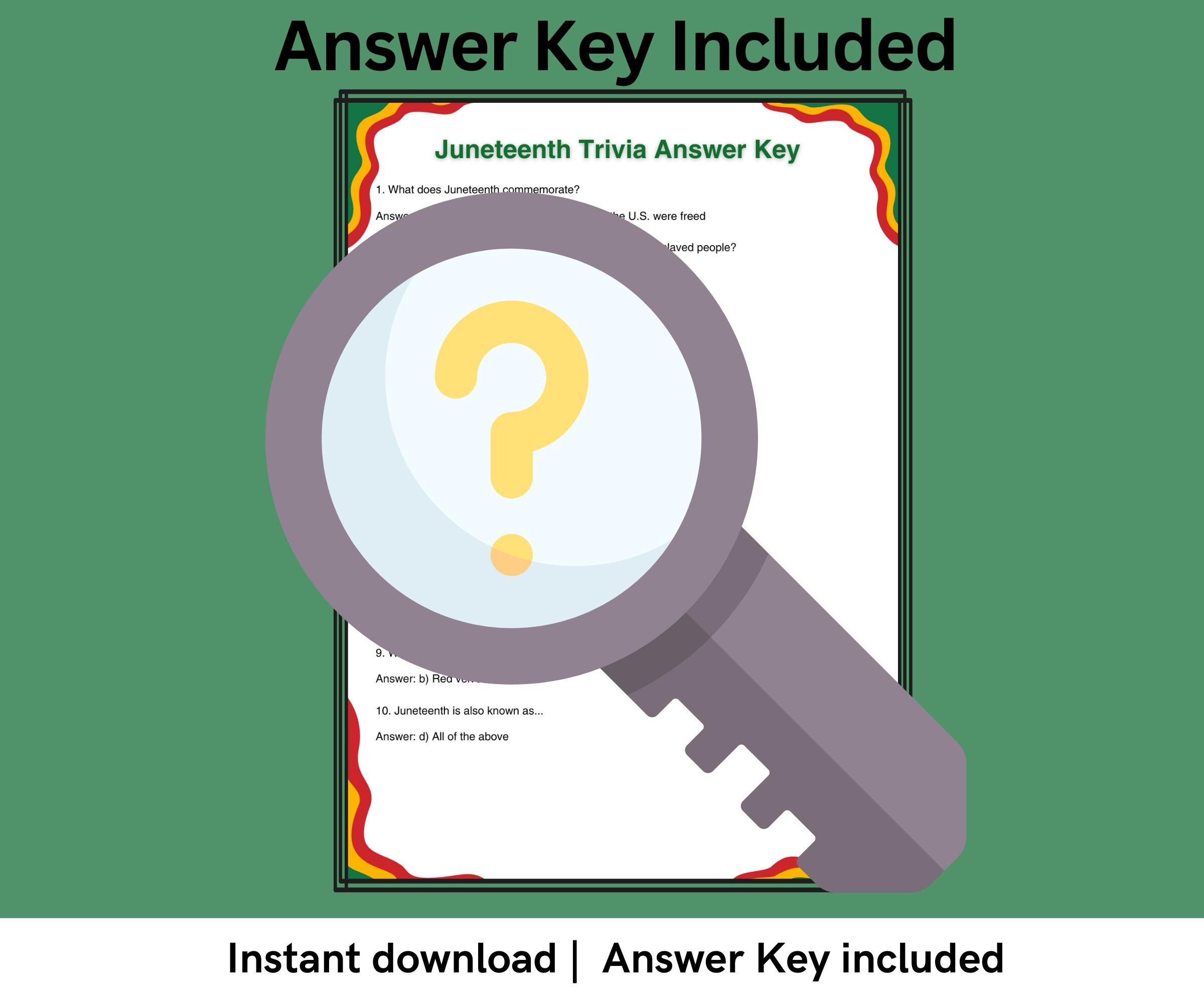 Juneteenth Trivia Game Printable – Educational Black History Quiz ...