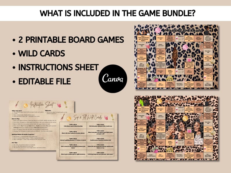 Editable Leopard Print Waiting to Exhale Board Game: Ladies Night Party ...