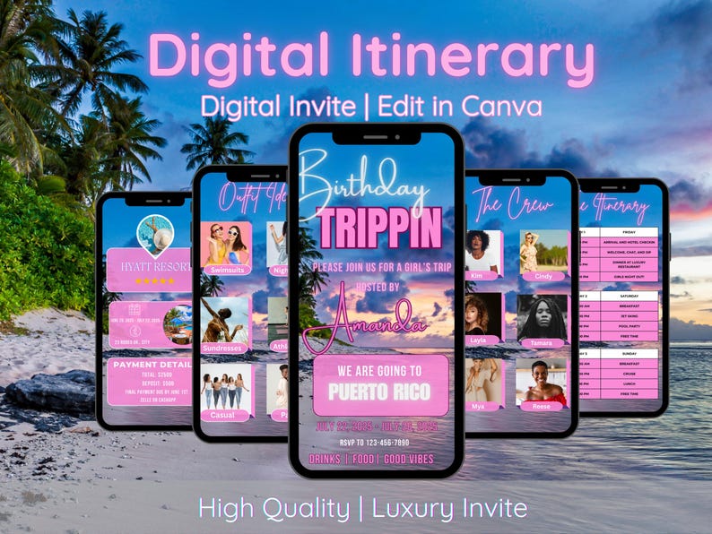 Puerto Rico Editable Girls Trip Itinerary Template: Birthday Weekend ...